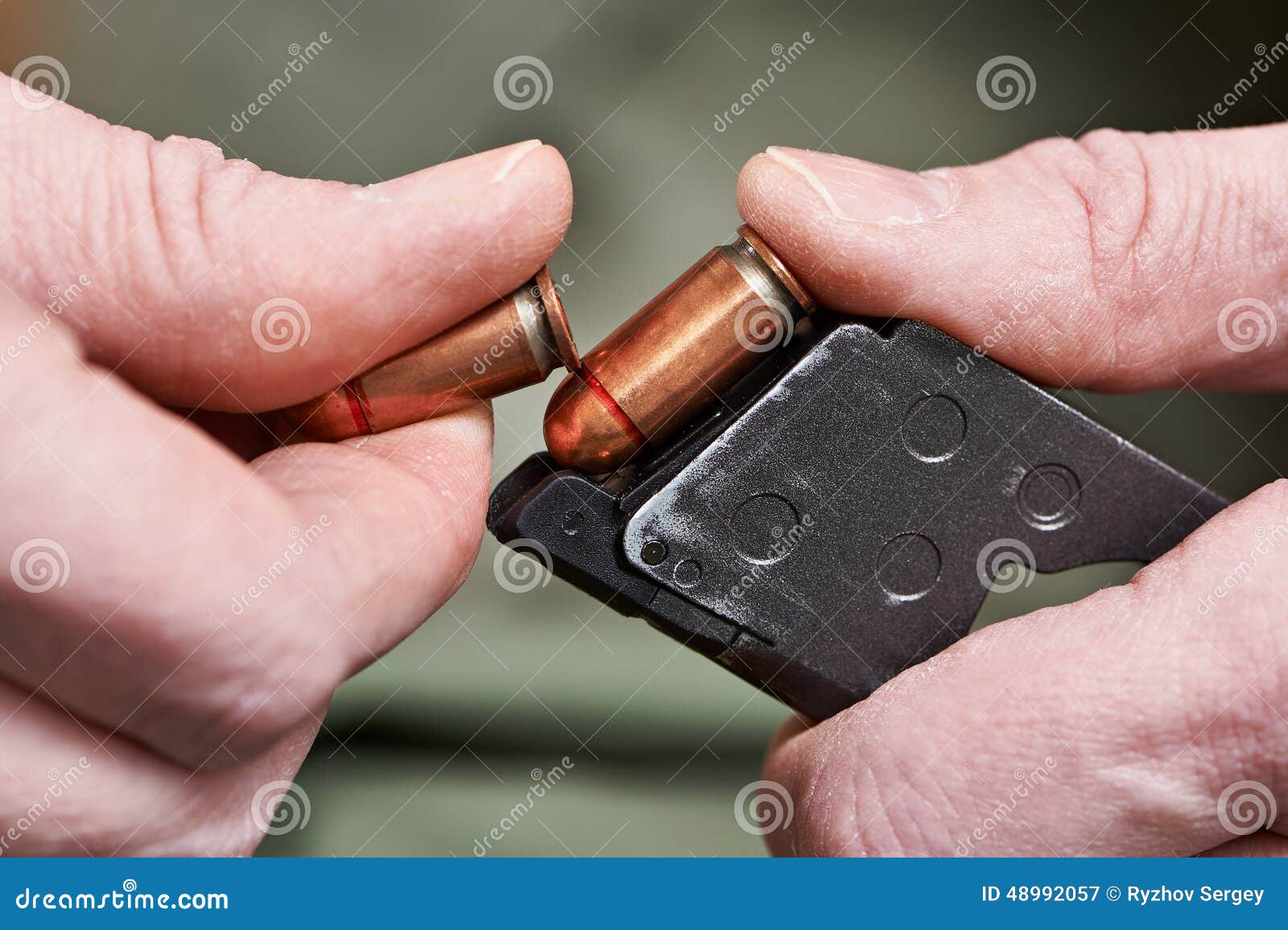 Soldier Load Ammo in Clip Colt Stock Image - Image of blur, direct ...