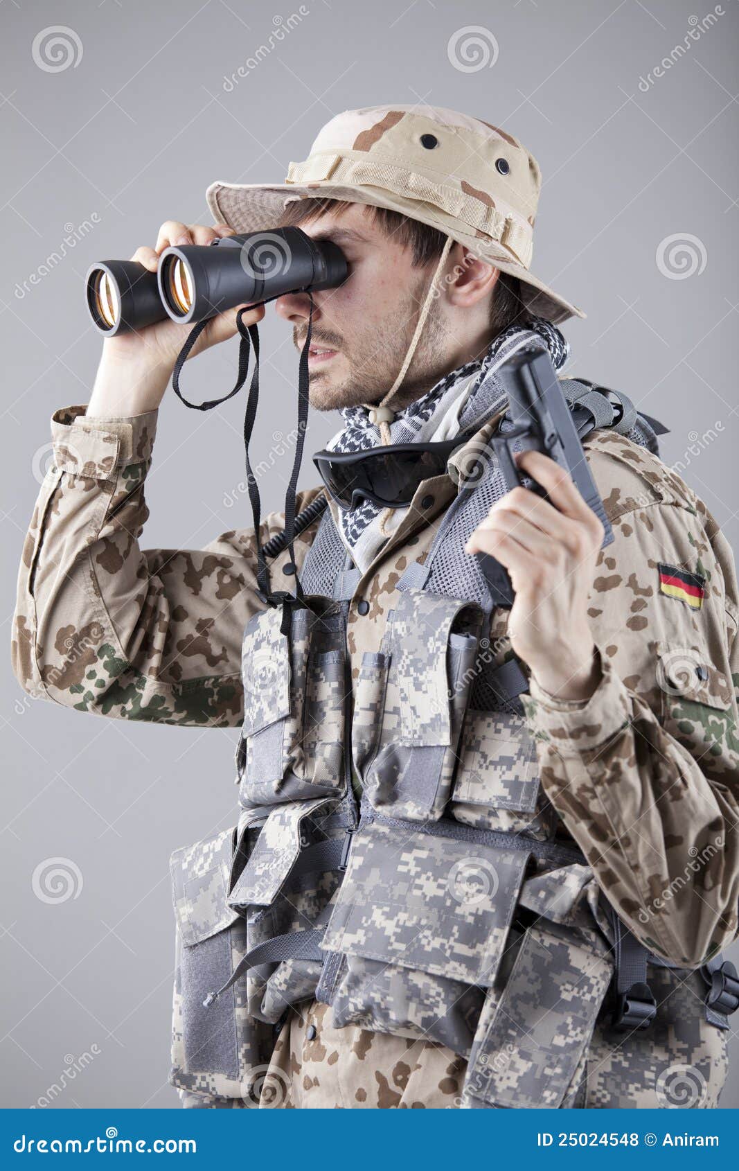 Soldier Looking through Binoculars Stock Photo - Image of forces ...