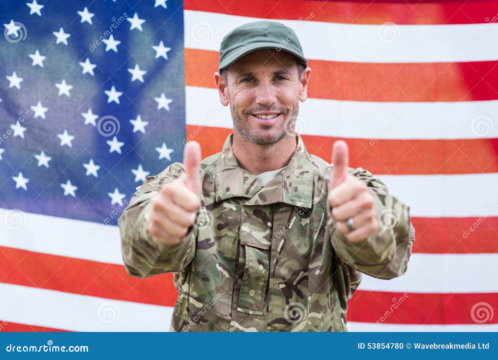 Soldier Looking at Camera Thumbs Up Stock Photo - Image of thumbs ...