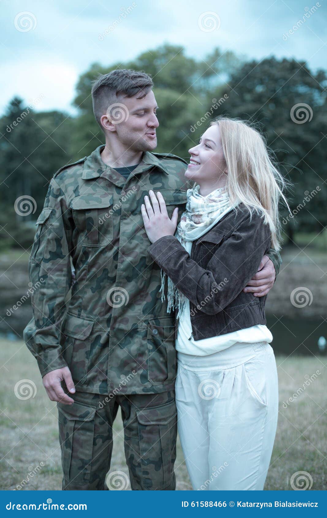 Soldier in love stock photo. Image of stroll, hold, boyfriend - 61588466
