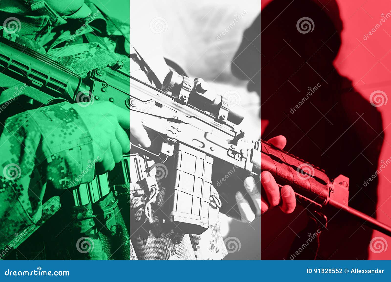 Soldier with Machine Gun with National Flag of Italy Stock Photo ...