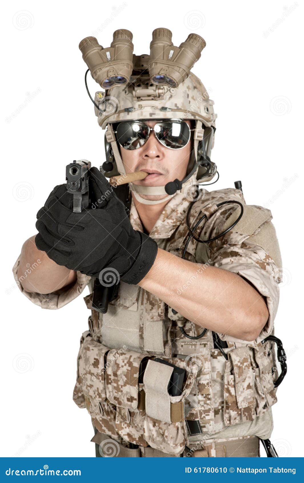 Soldier Man Full Armor Hold Gun in Isolated Stock Photo - Image of ...