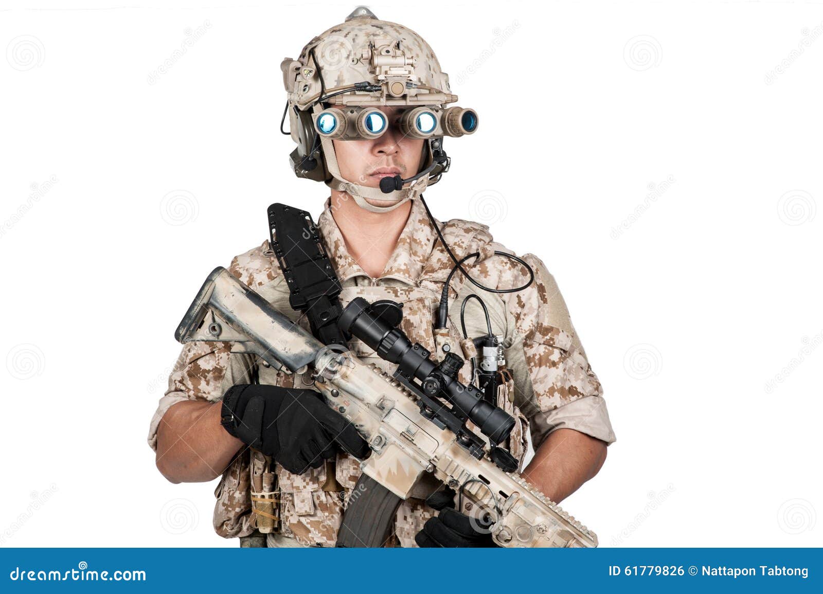 Soldier Man Full Armor Hold Machine Gun Stock Photo - Image of ...