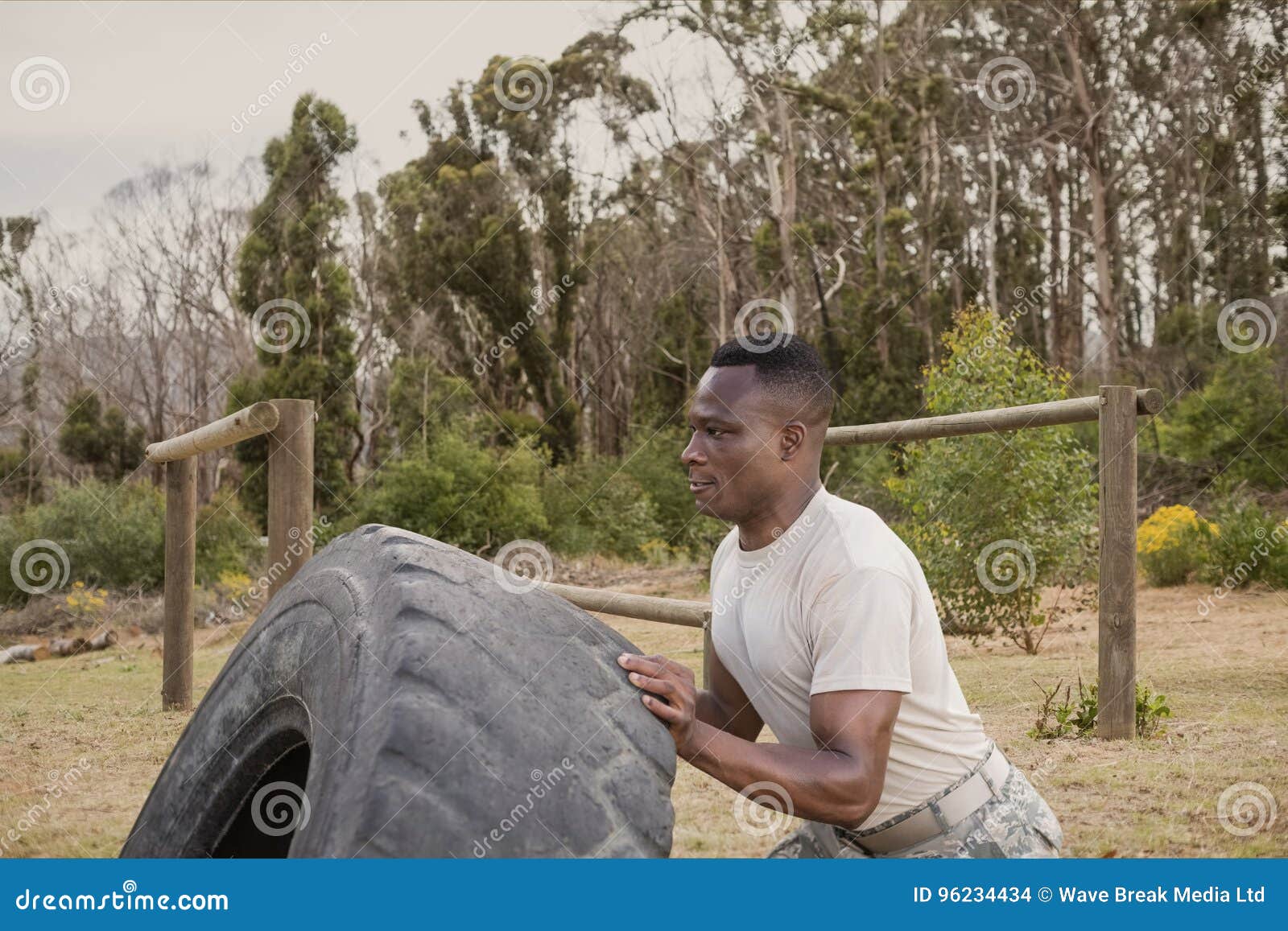 Soldier Man Pushing a Wheel Stock Photo - Image of endurance, american ...