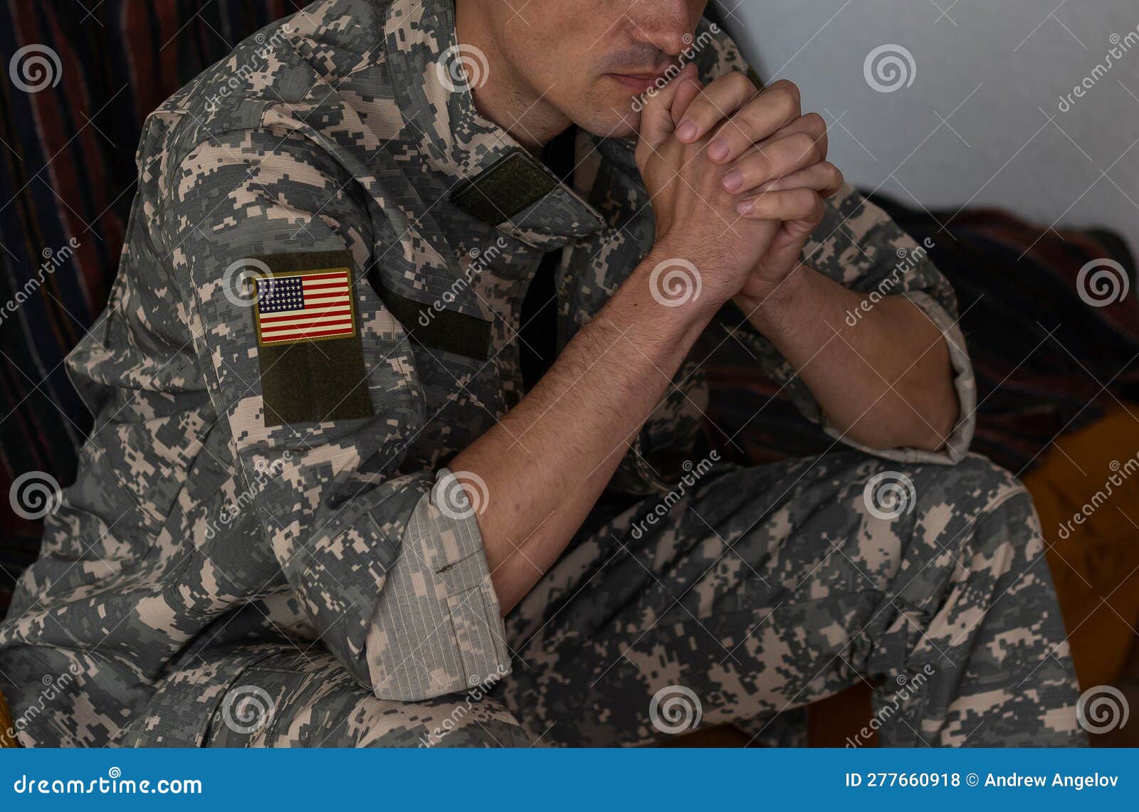 Soldier: Man in Uniform Praying. Stock Photo - Image of africanamerican ...