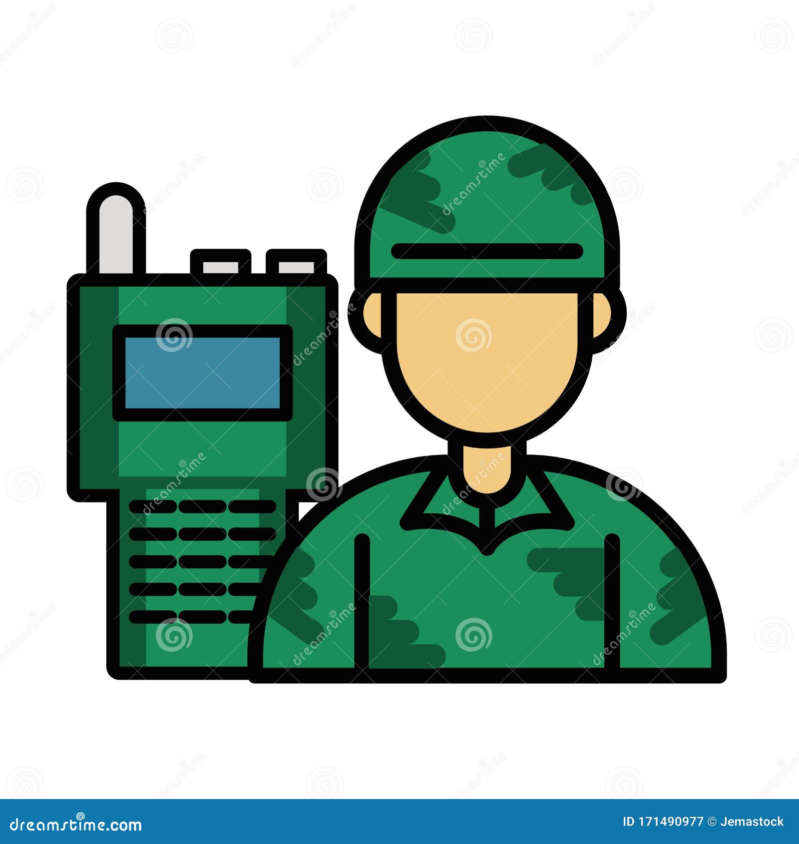 Soldier Military Force with Radio Communicator Stock Vector ...