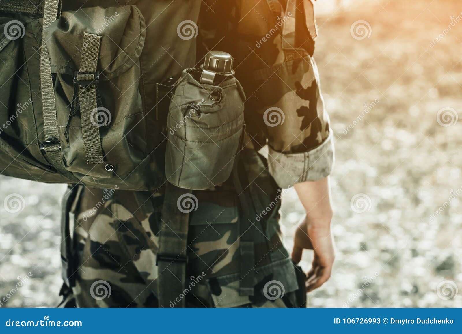 The Soldier in the Performance of Tasks in Camouflage. Stock Image ...