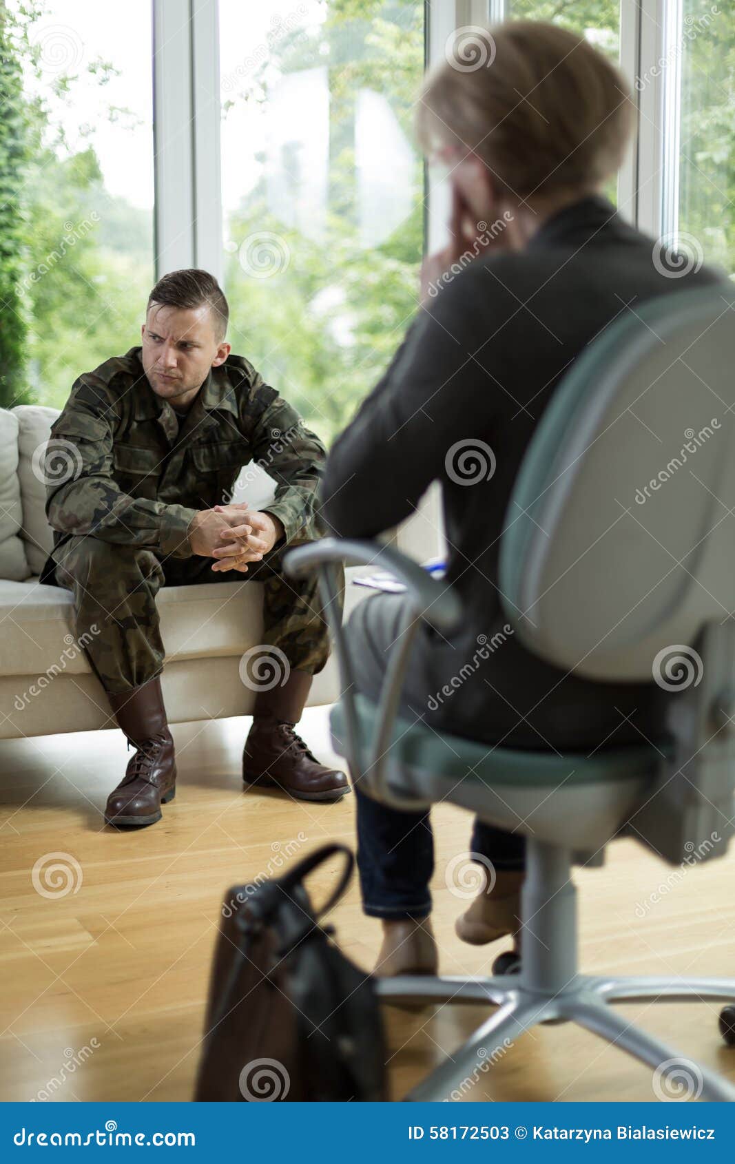 Soldier with Physical Trauma Stock Image - Image of analyst, counseling ...