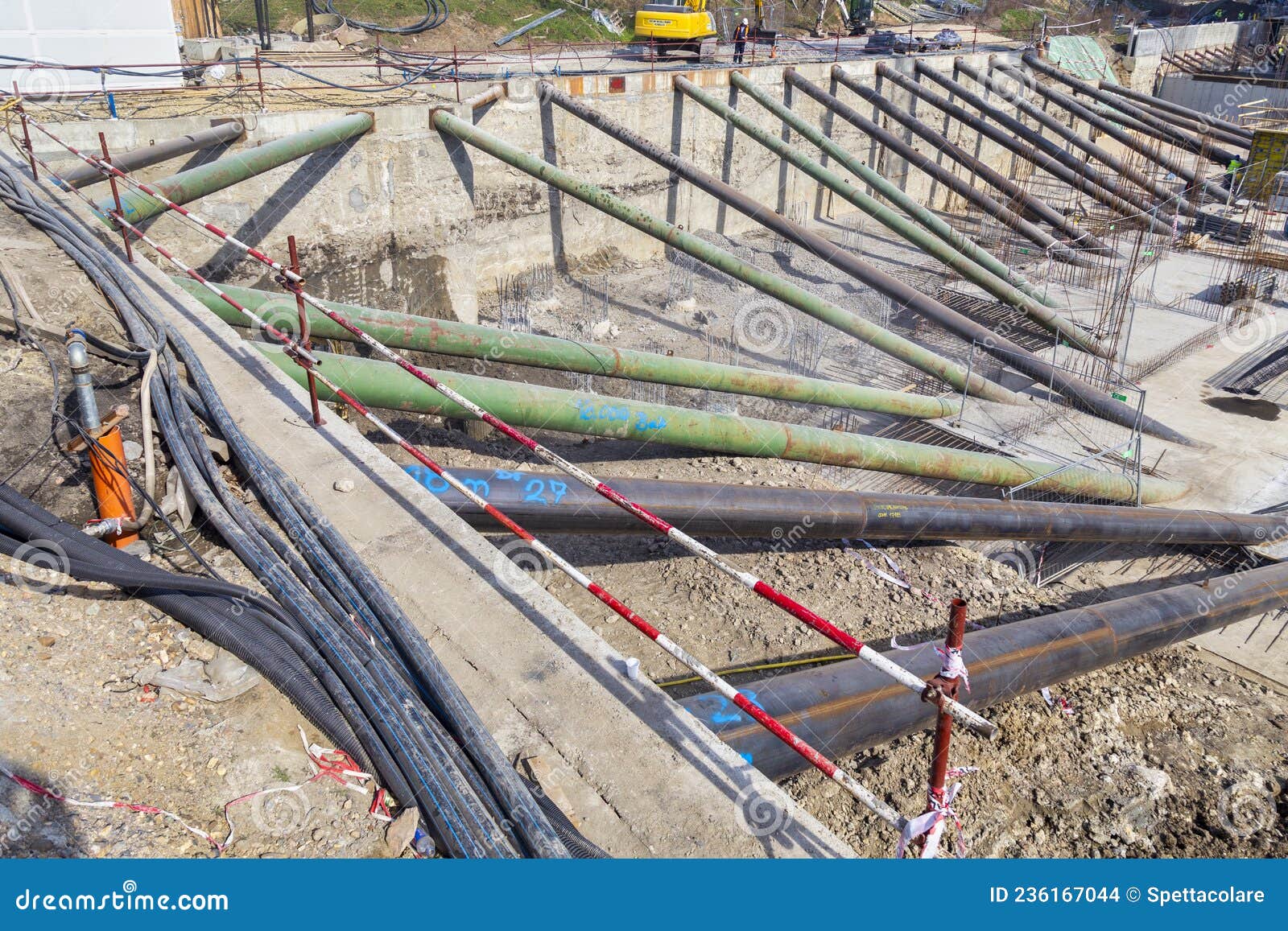 Soldier Pile Walls for Slope Protection at Construction Site Stock ...