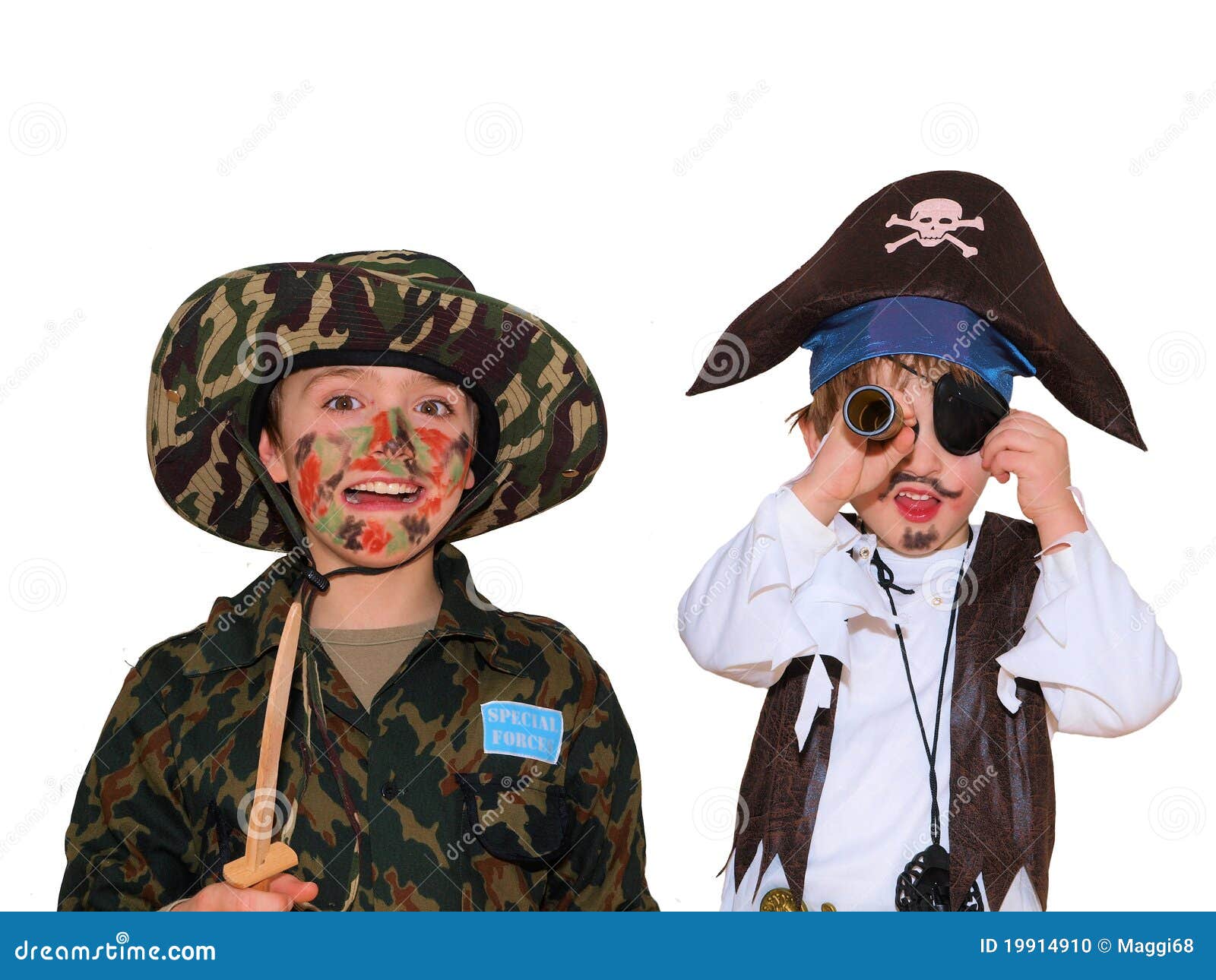 Soldier and Pirat stock photo. Image of child, pirate - 19914910