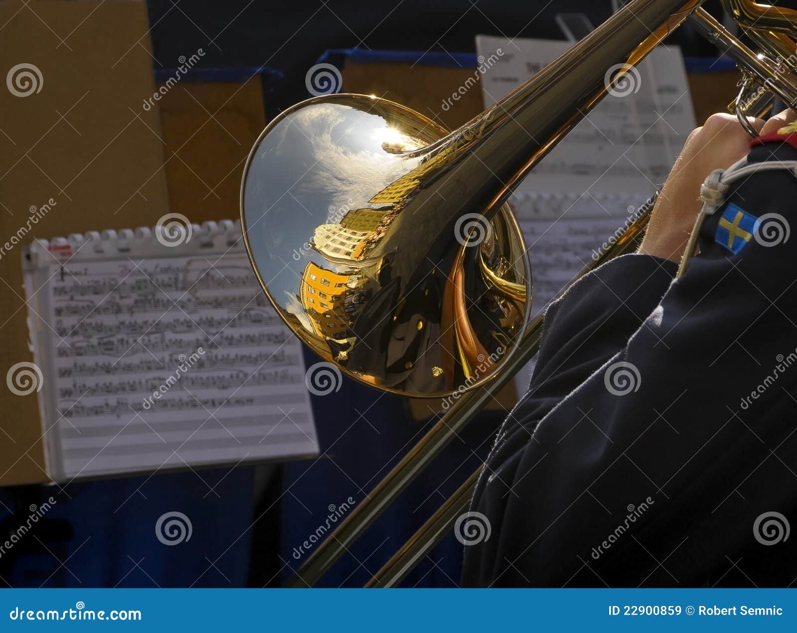 Soldier playing trombone stock image. Image of colorful - 22900859