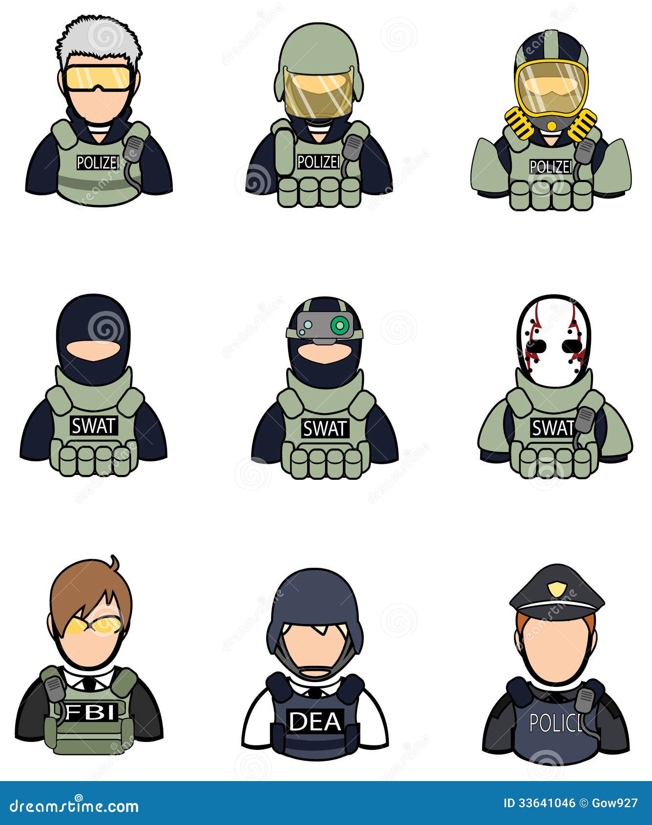 Soldier and Police Icon Collection Set 2 Stock Vector - Illustration of ...