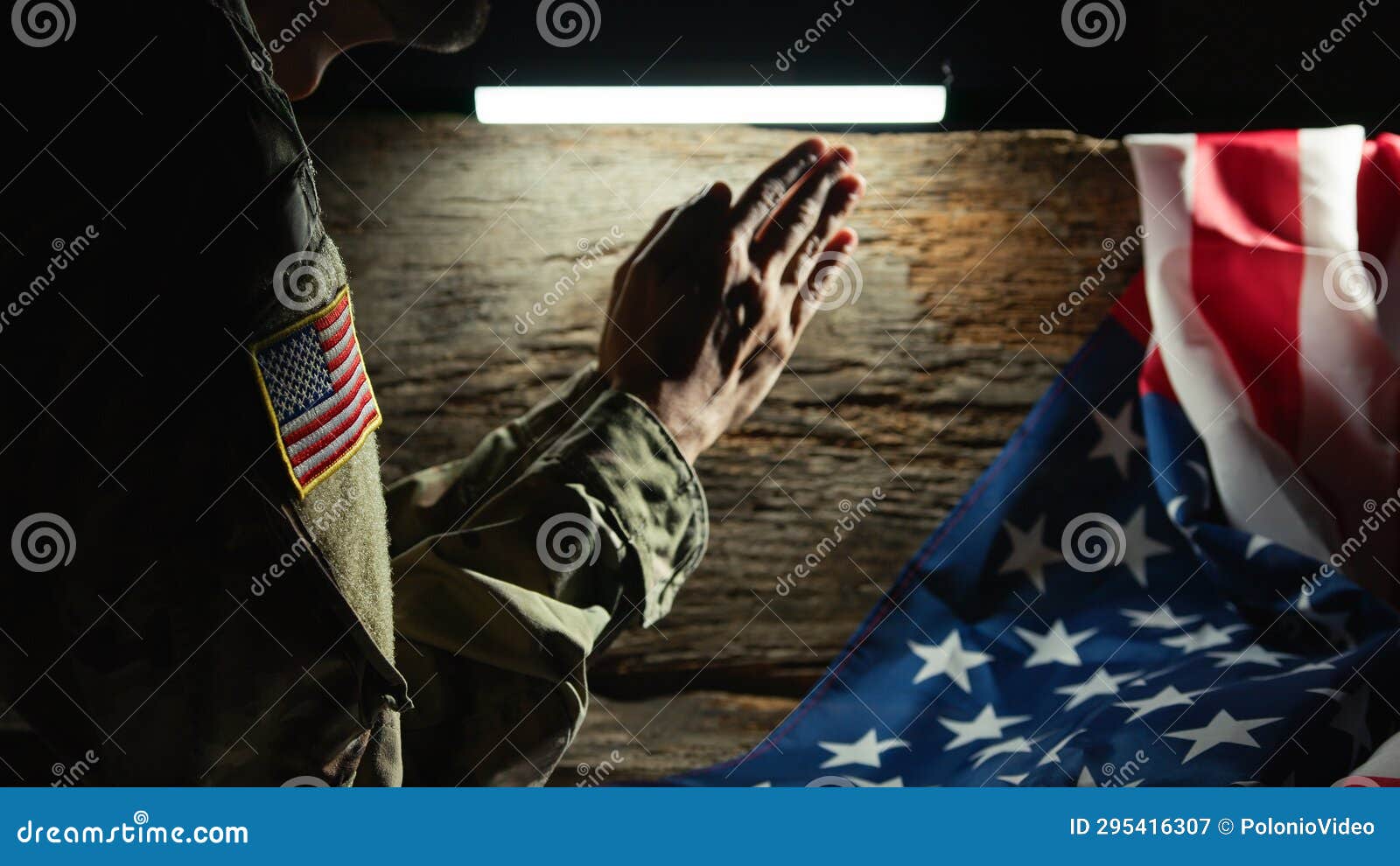 Soldier Praying with Hands Folded on Veterans Day Stock Image - Image ...