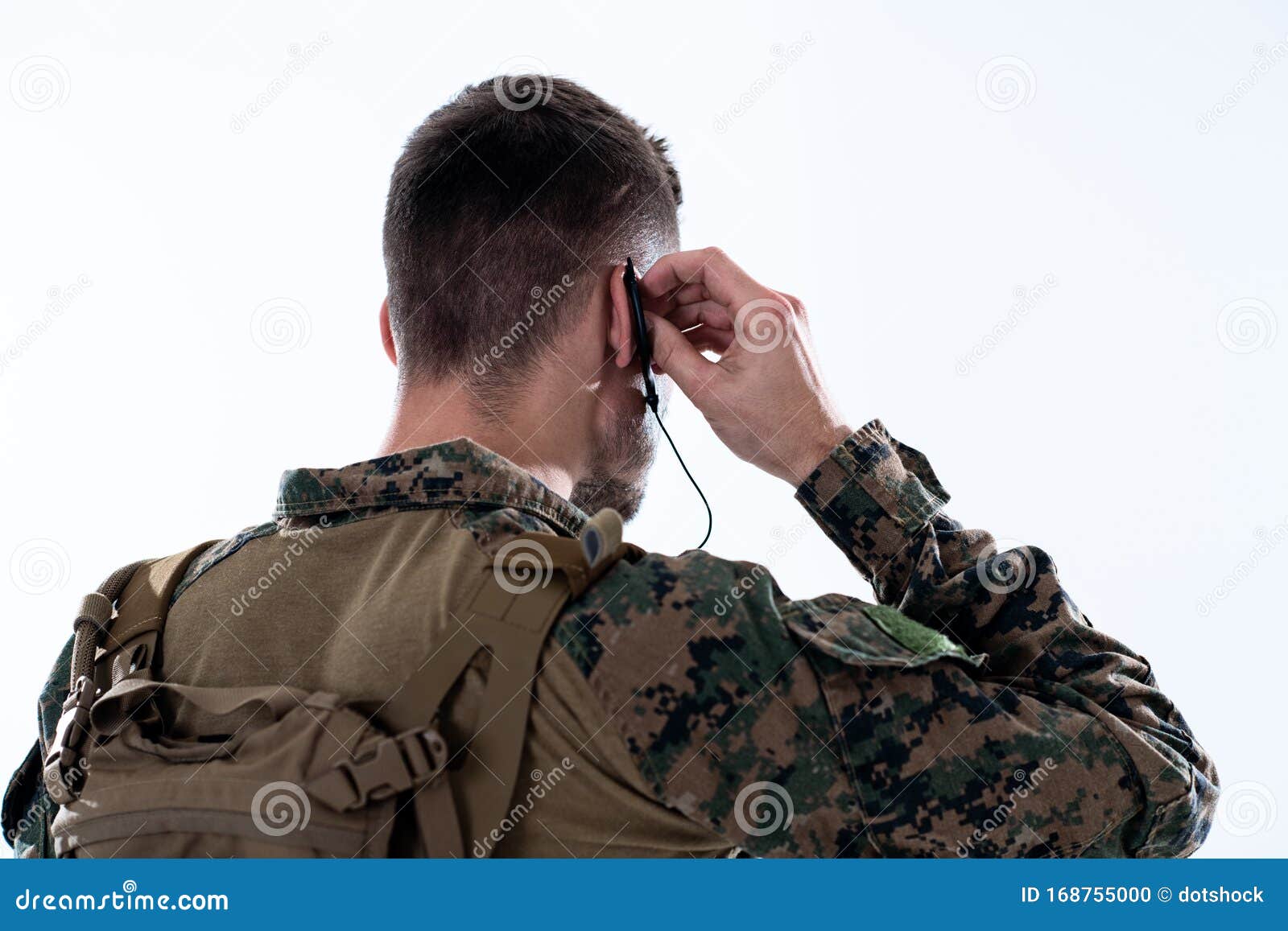 Soldier Preparing Gear for Action and Checking Communication Stock ...