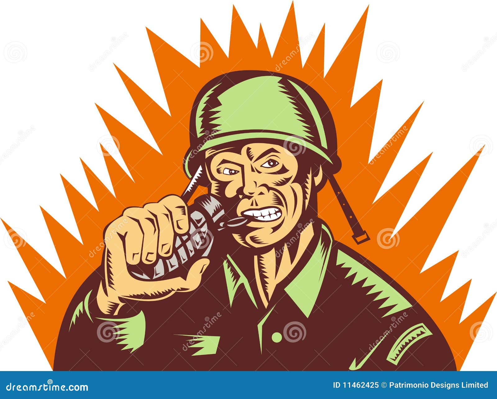 Soldier Pulling Pin Hand Grenade Stock Illustration - Illustration of ...