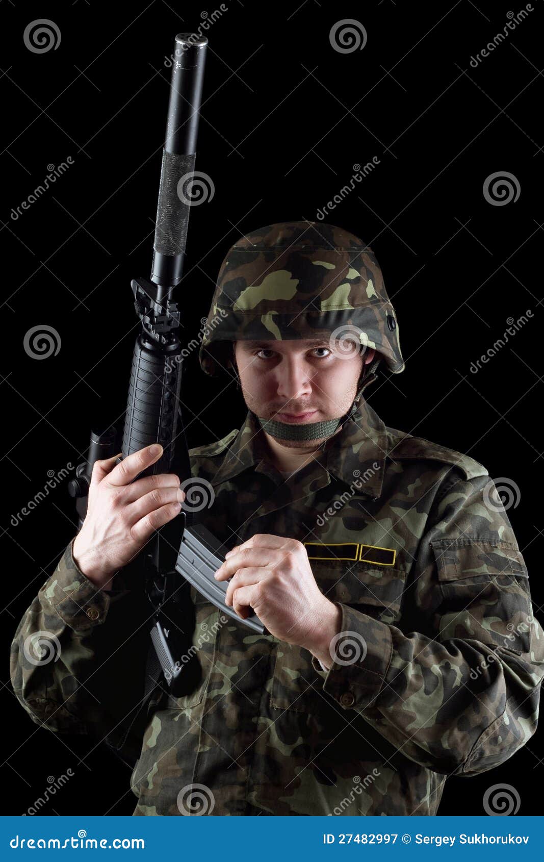Soldier Reloading Magazine of M16 Stock Image - Image of danger ...