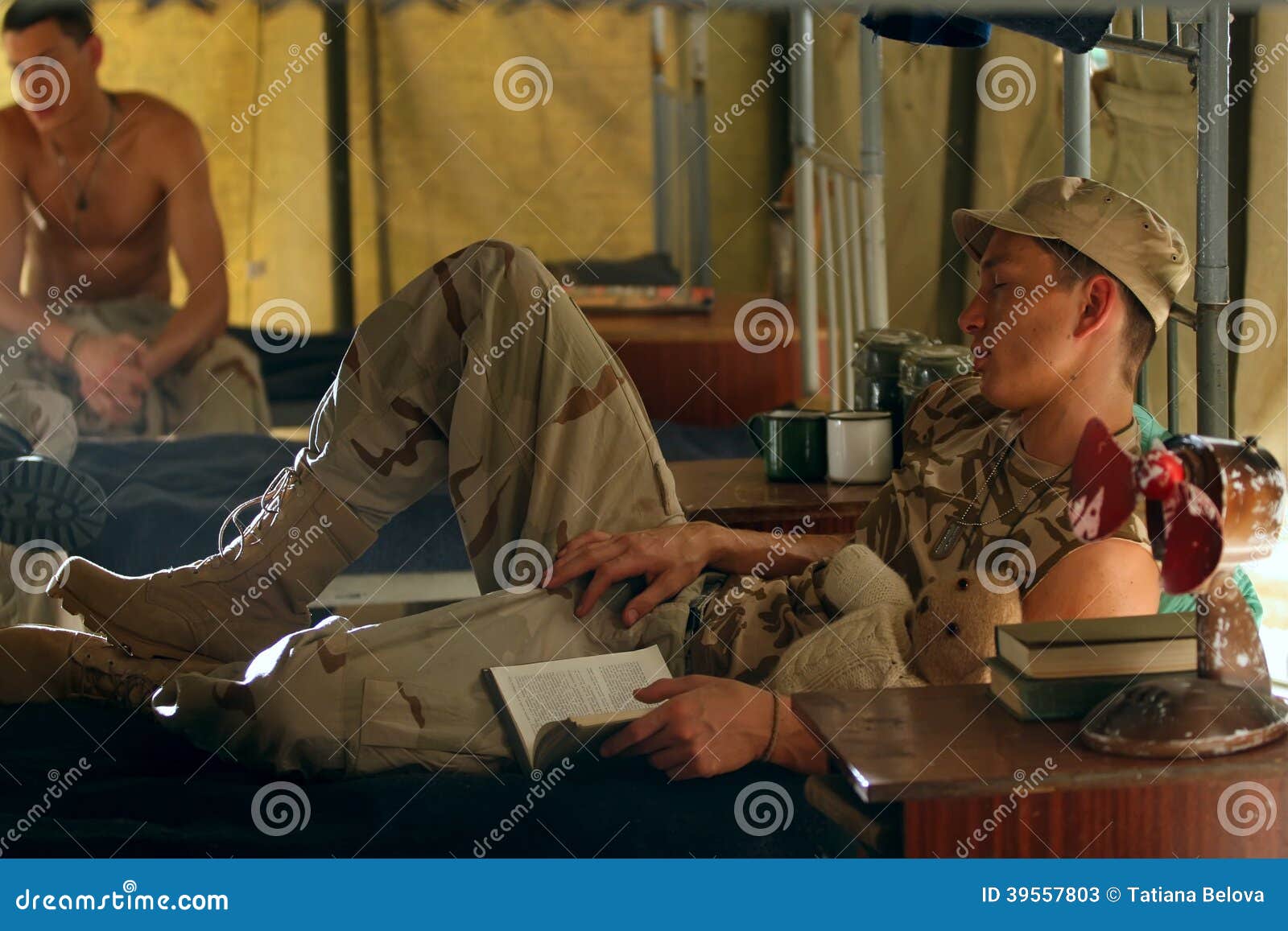 Soldier Resting in Barracks Stock Image - Image of fatigue, soldier ...