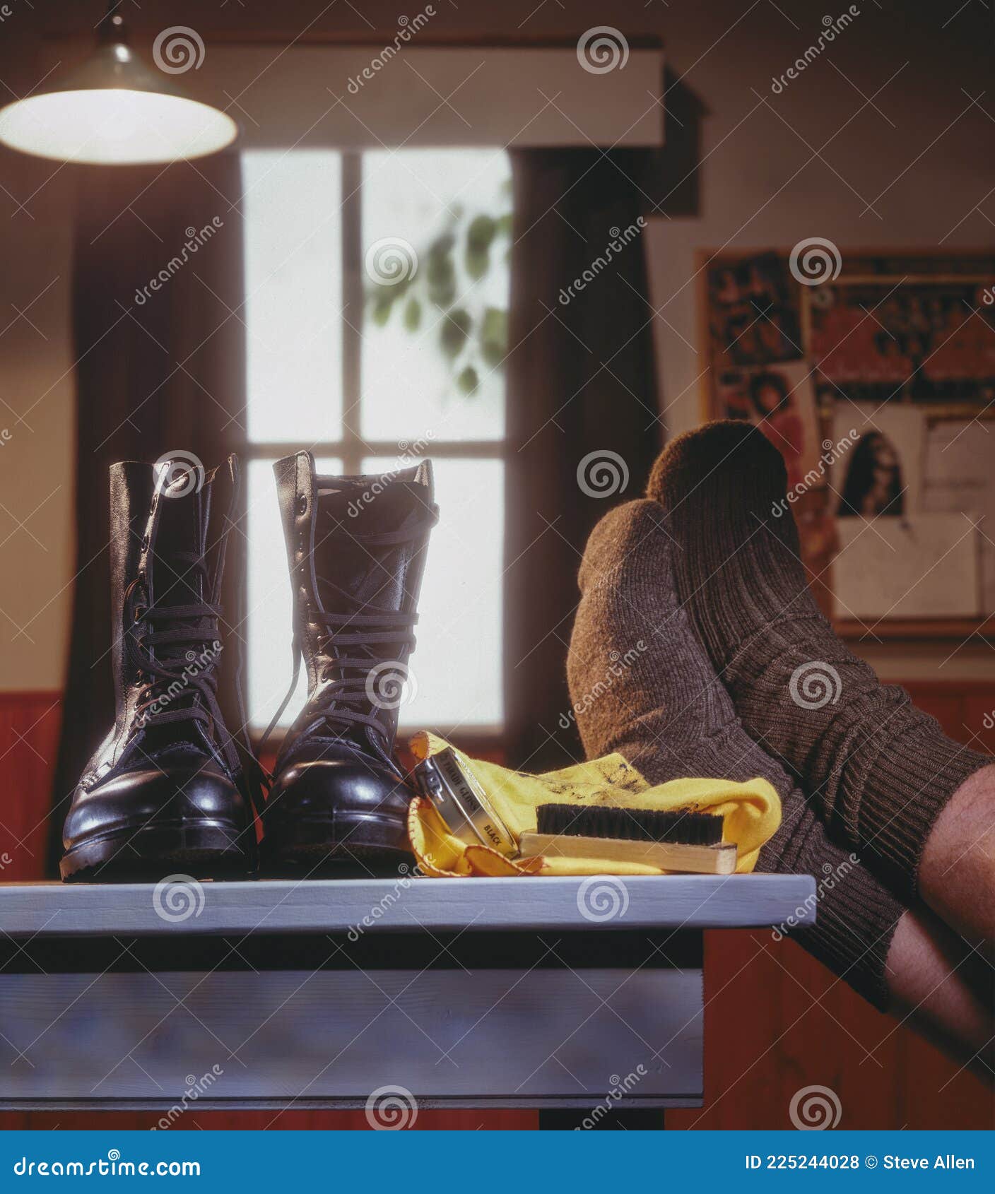 Soldier Resting His Weary Feet Stock Photo - Image of boots, barracks ...