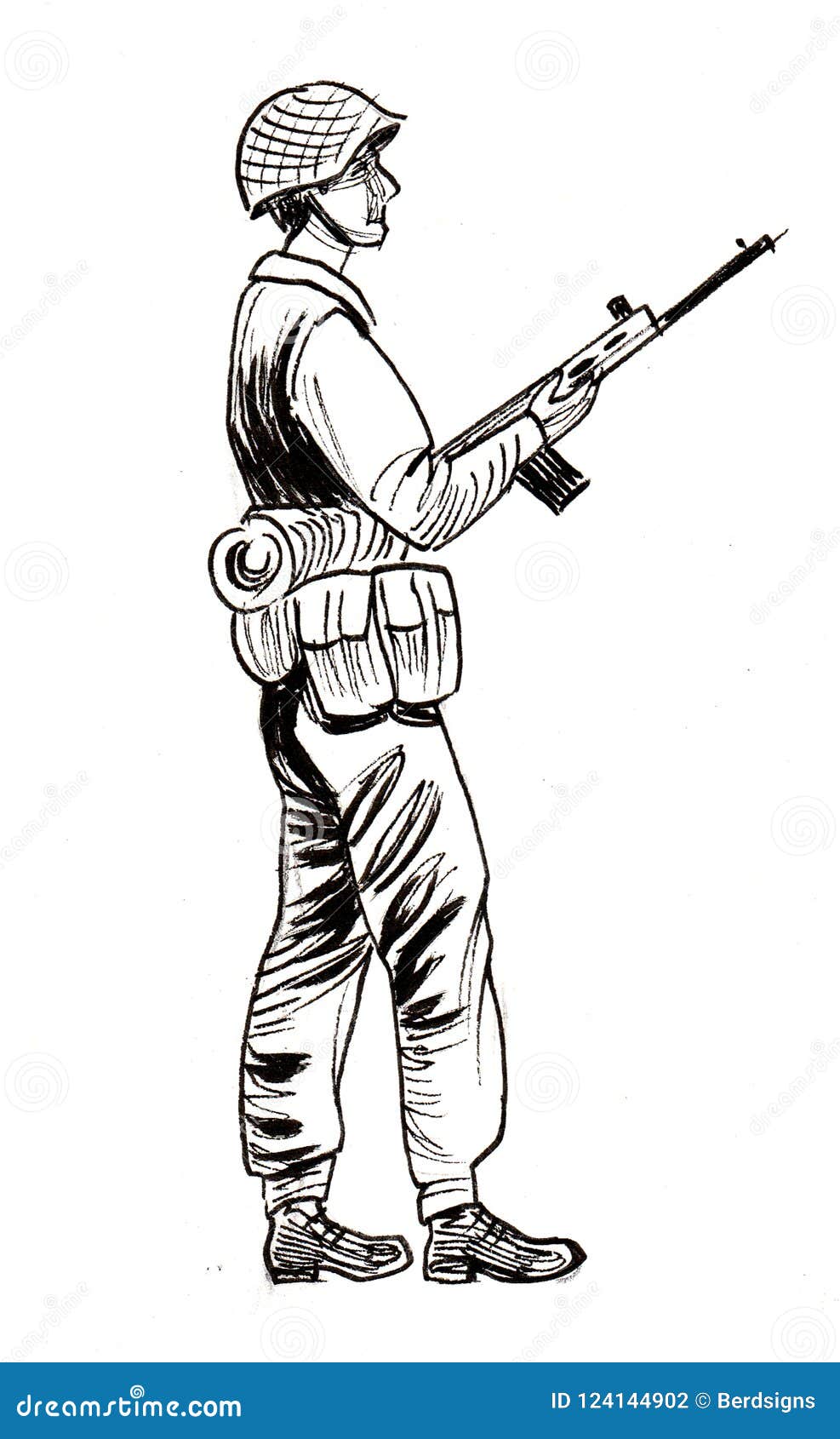 NATO Soldier In Full Combat Gear, Abstract Drawing. Generation AI Stock ...