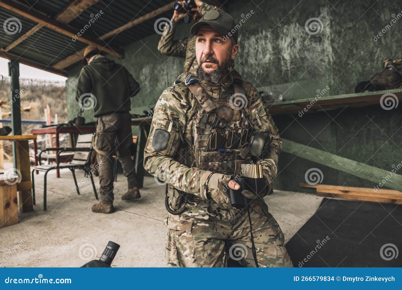Serious Soldier in Camouflage with an Optical Rifle Stock Photo - Image ...