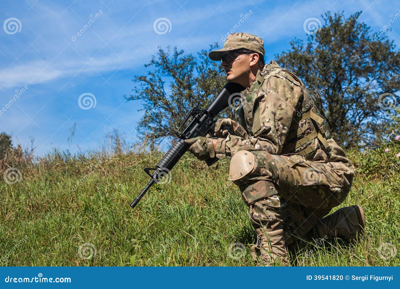 Soldier with a rifle stock photo. Image of airsoft, officer - 39541820