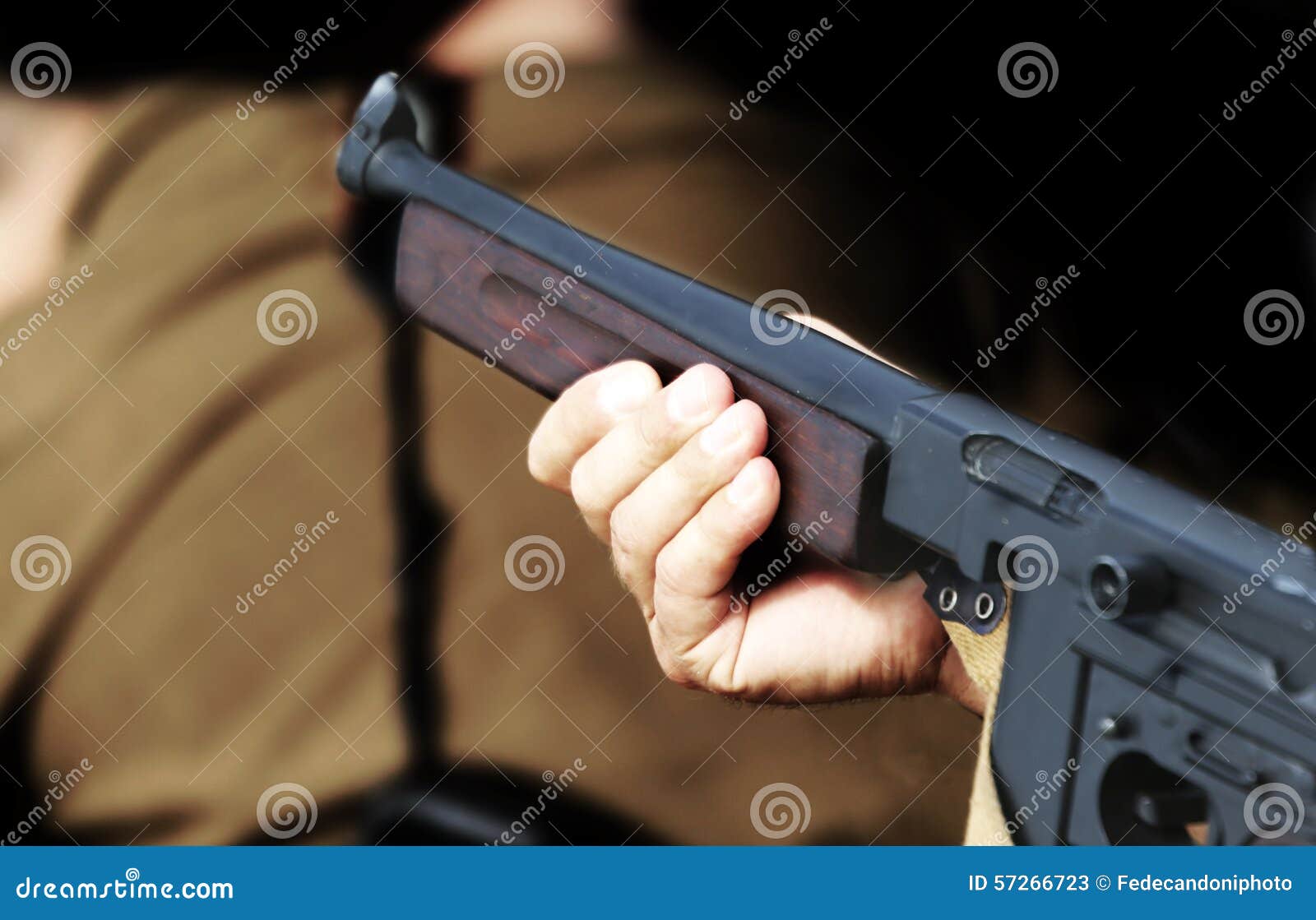 Soldier with Rifle in Hand while Guarding Prisoners Stock Image - Image ...