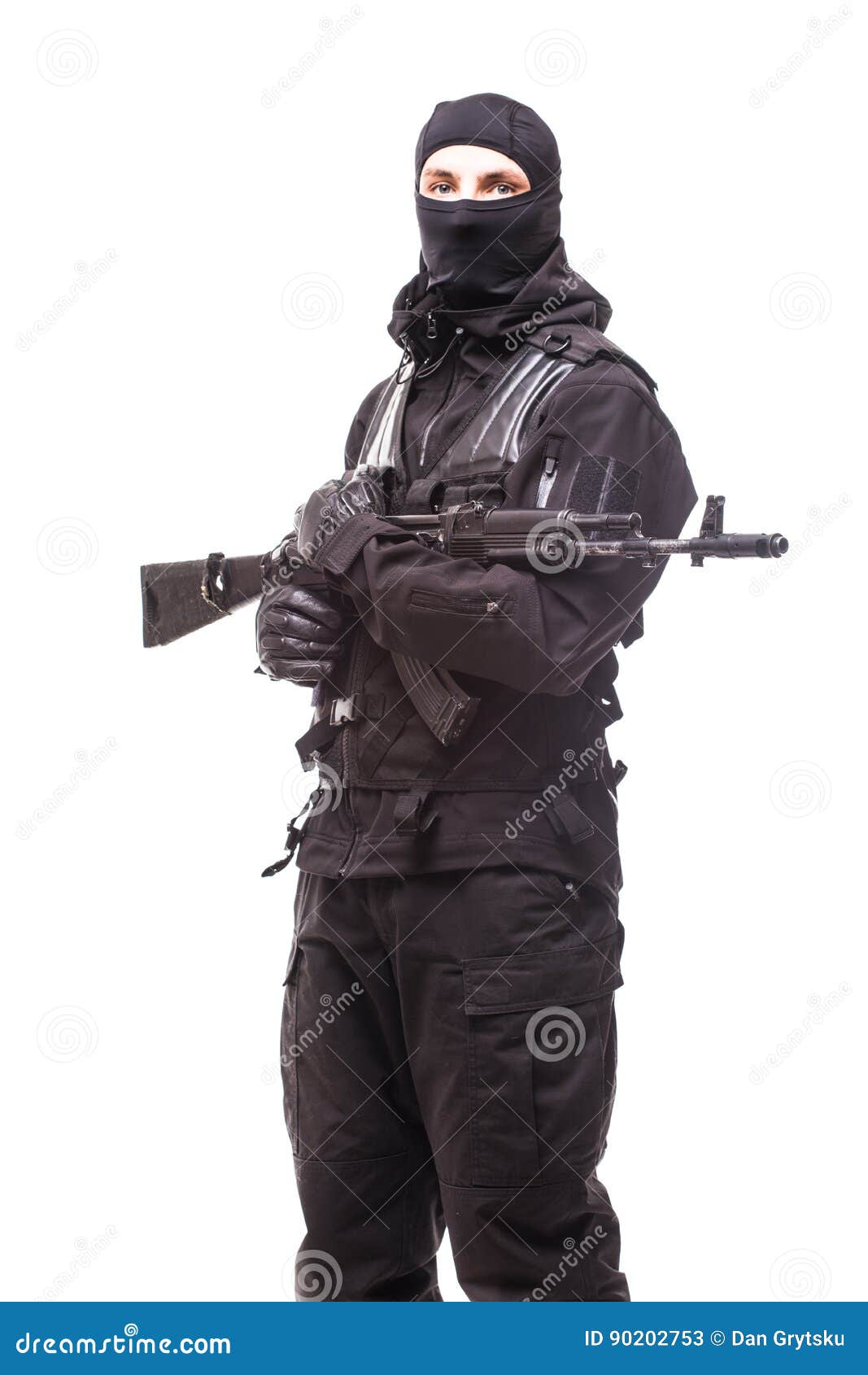 Soldier with Rifle on Isolated White Background Stock Image - Image of ...