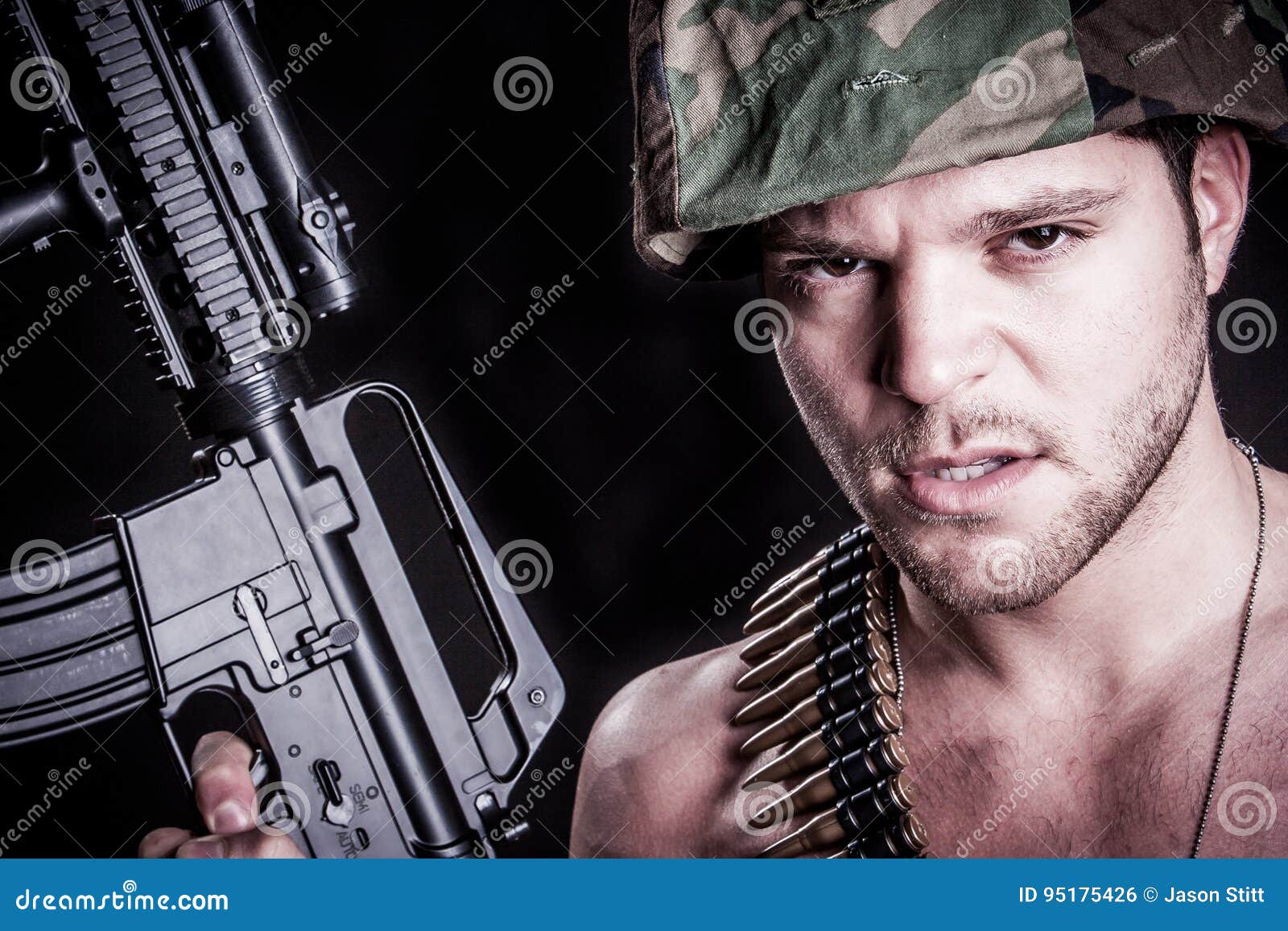 Soldier with Rifle stock photo. Image of helmet, holding - 95175426