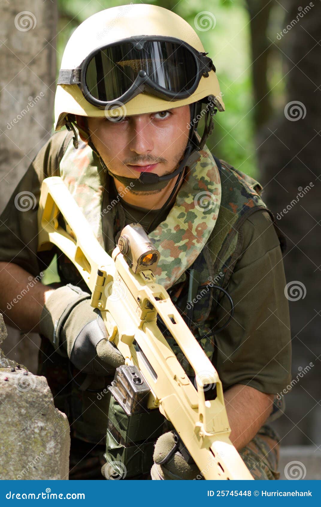 Soldier with a Rifle Moving Out Stock Photo - Image of ammunition ...