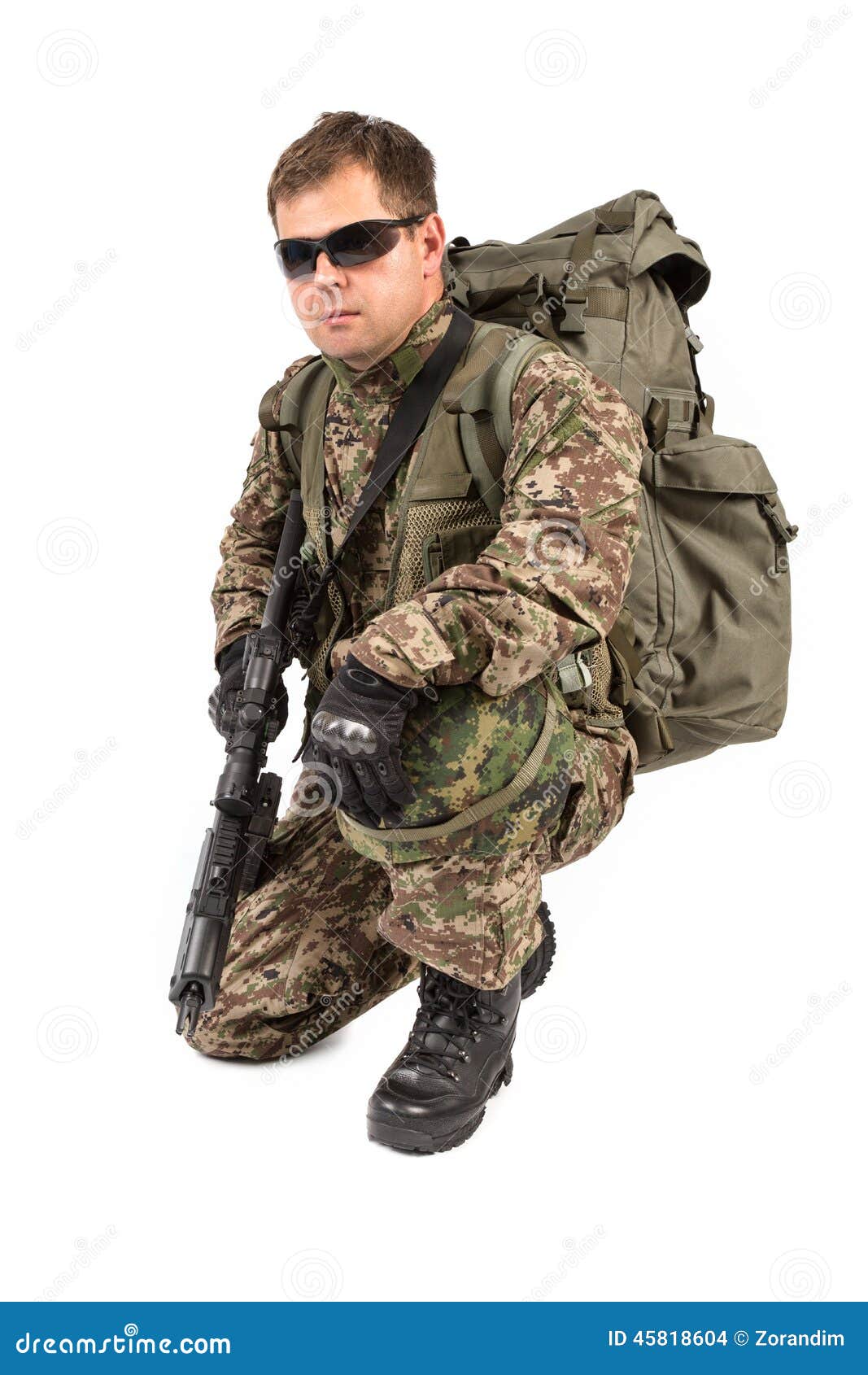 Soldier with Rifle on a White Background Stock Photo - Image of uniform ...