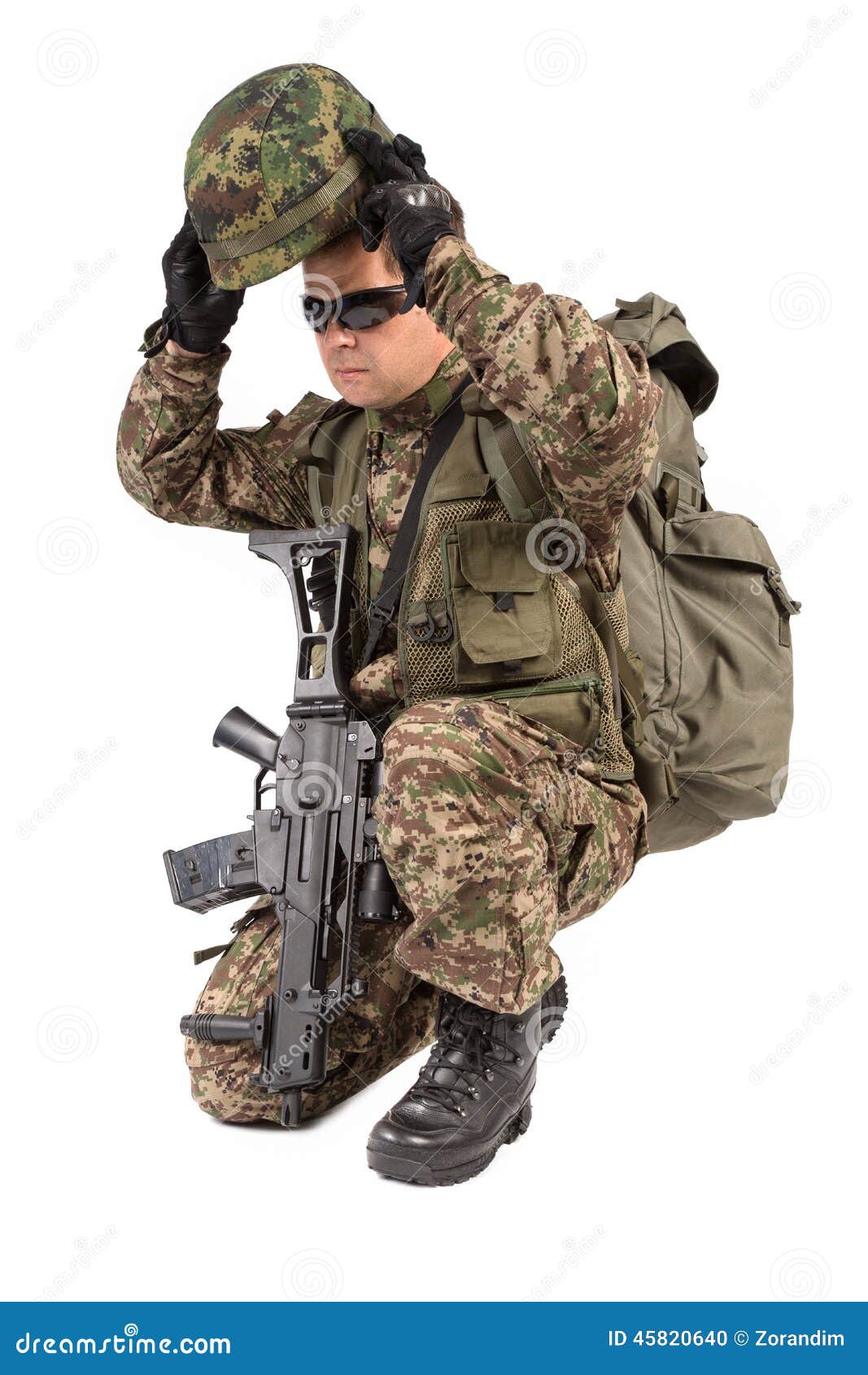 Soldier with Rifle on a White Background Stock Photo - Image of ...