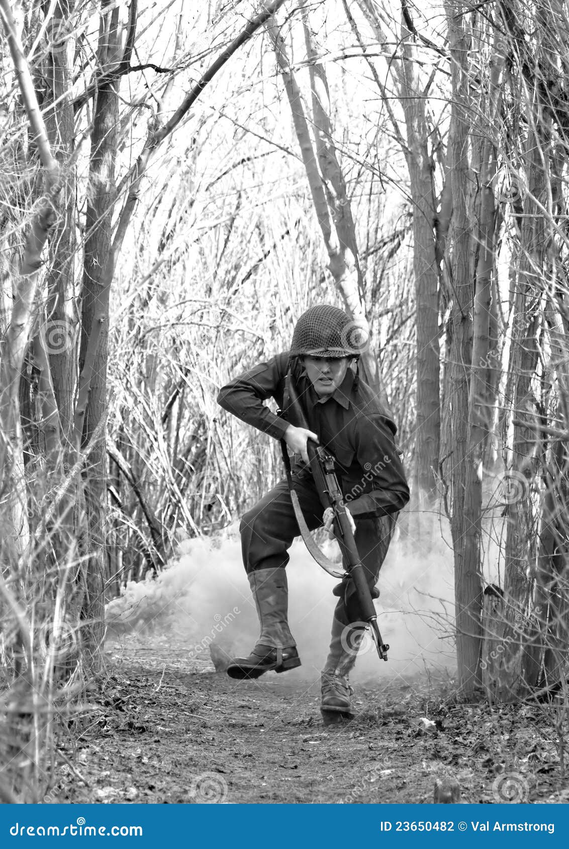 Soldier Running from Explosion Stock Photo - Image of boots, america ...