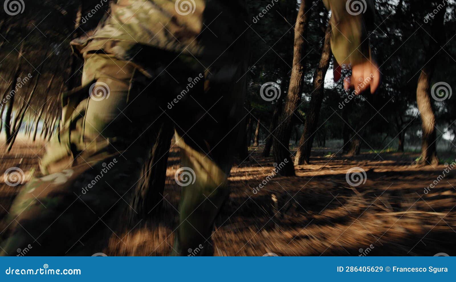 Soldier Runs Away Scared in the Forest Stock Video - Video of soldier ...