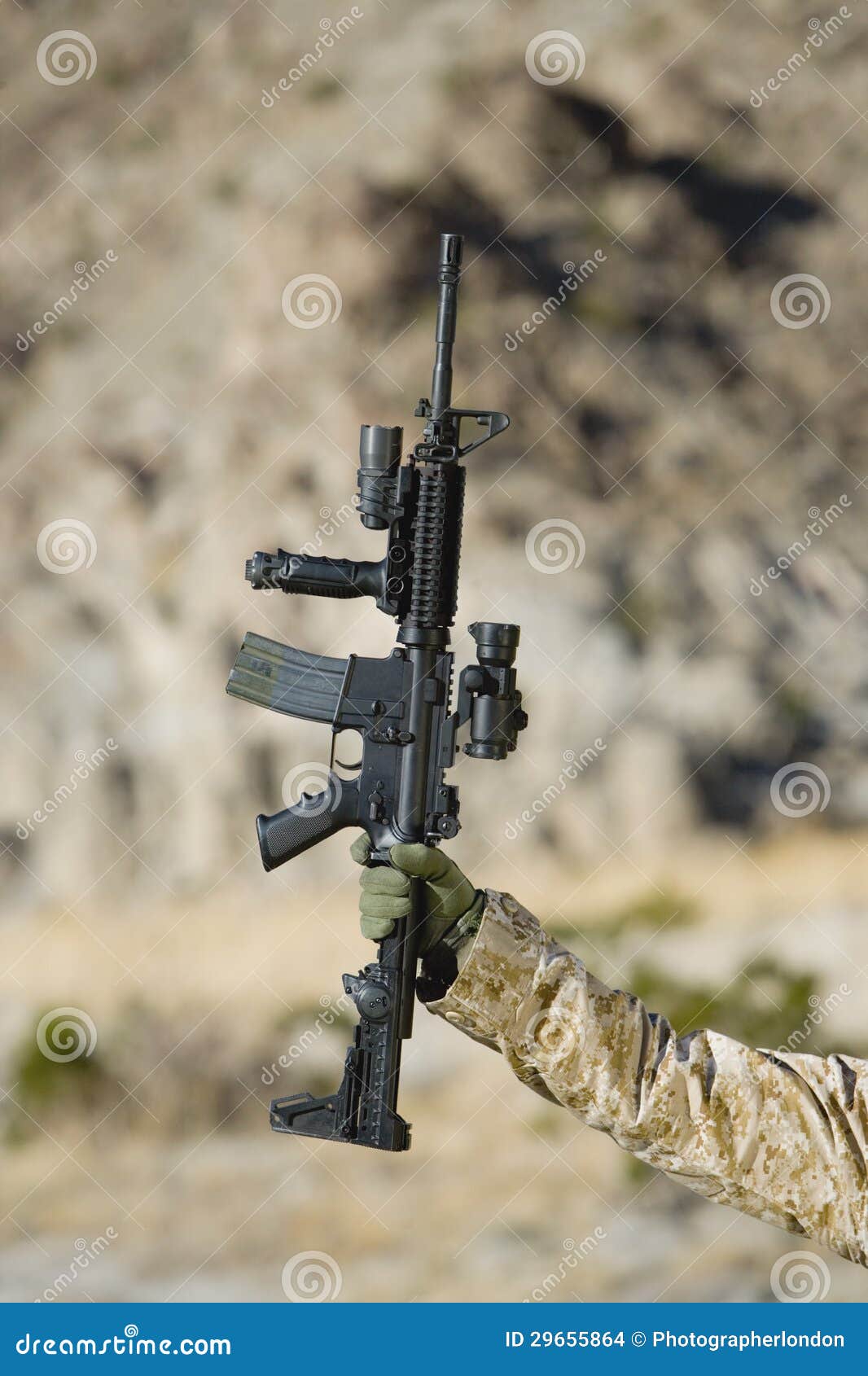 Soldier S Hand Holding Rifle Stock Photo - Image of security, ethnicity ...