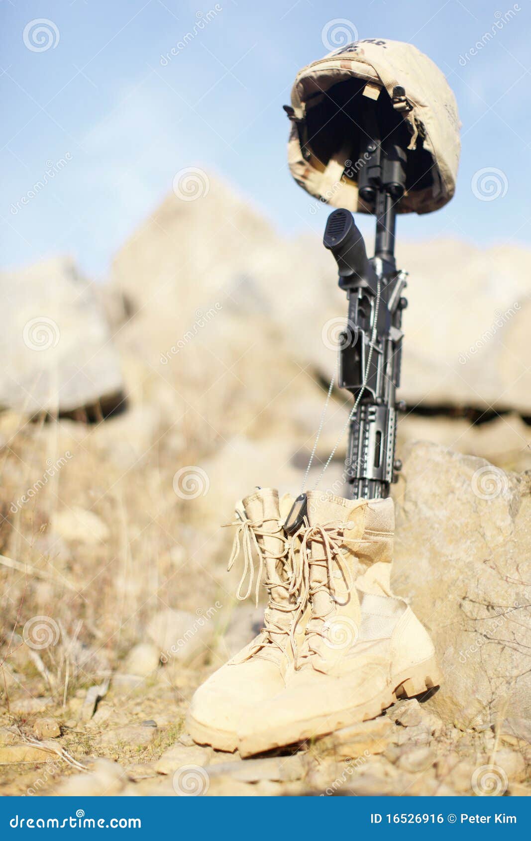 Soldier s memorial stock photo. Image of desert, boots - 16526916