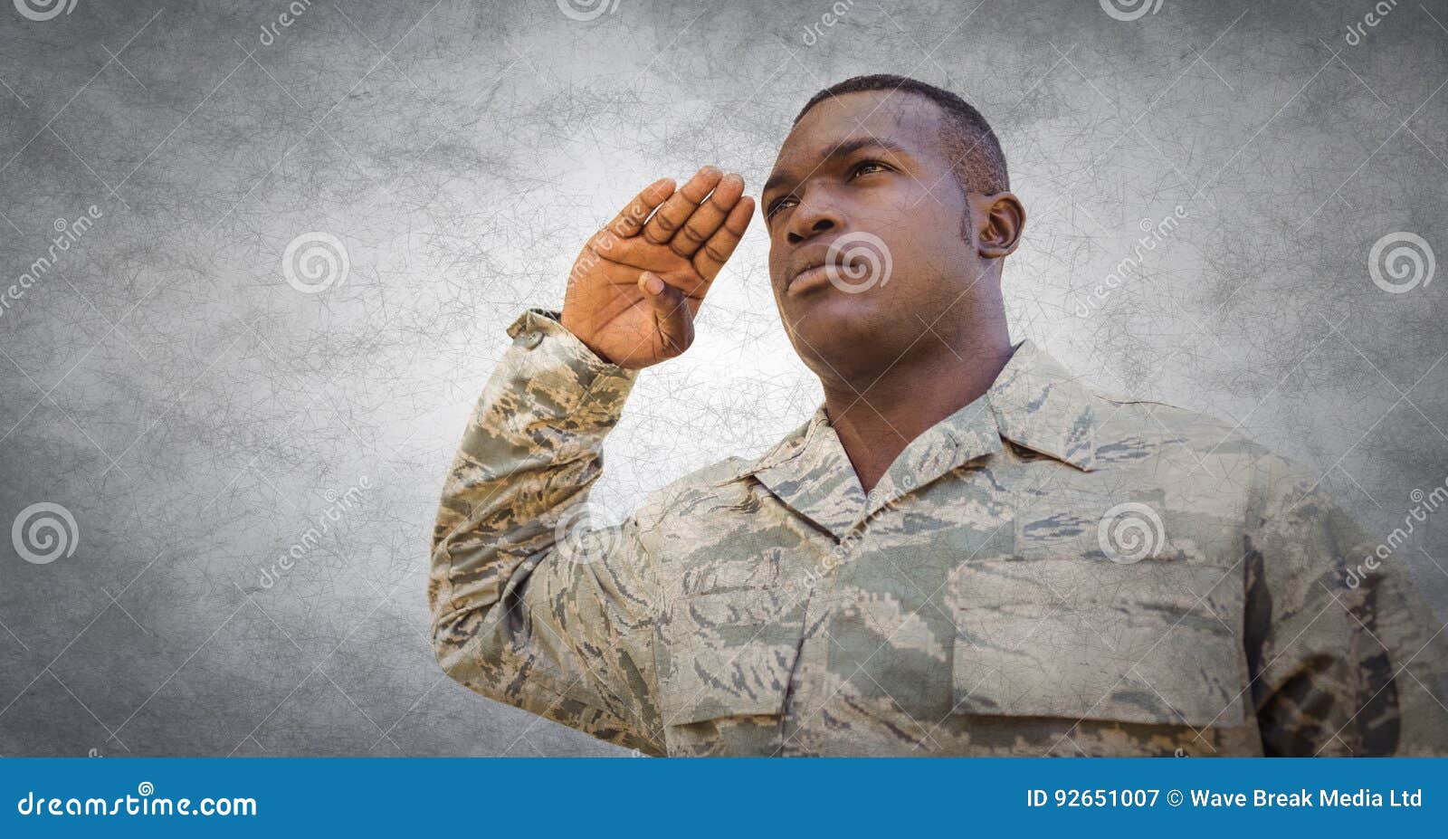 Soldier Saluting Against White Wall with Grunge Overlay Stock Image ...