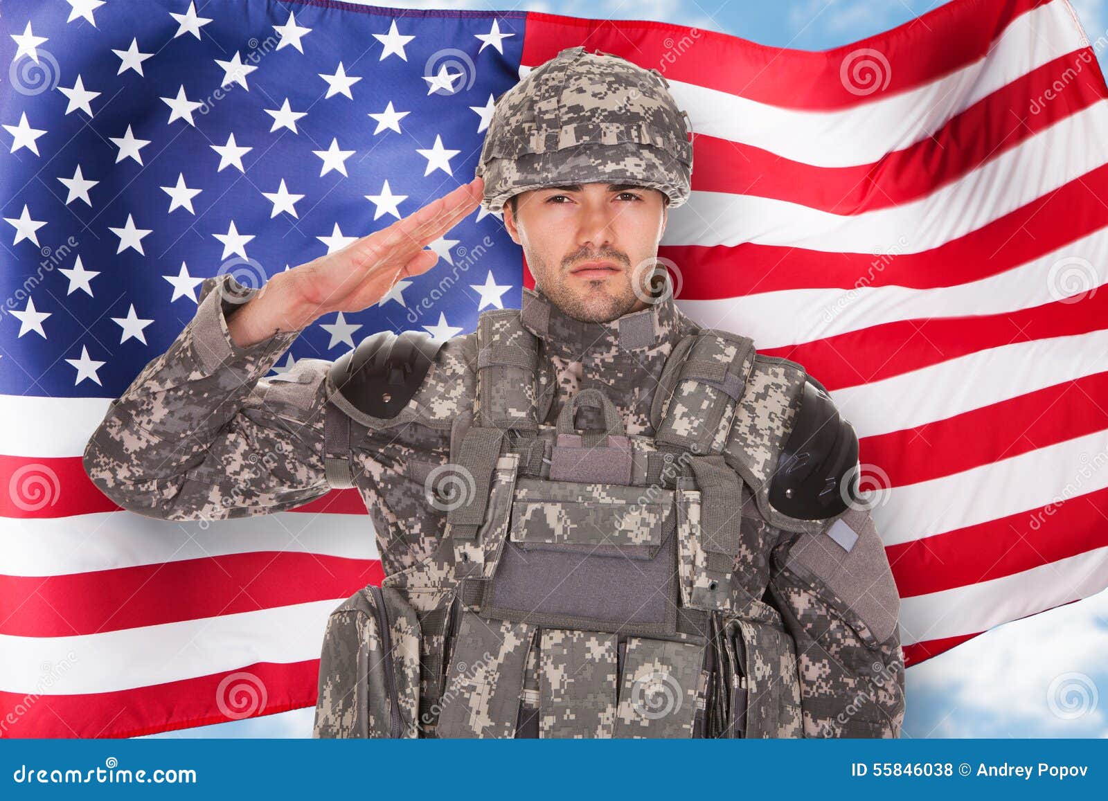 Soldier Saluting stock photo. Image of america, caucasian - 55846038