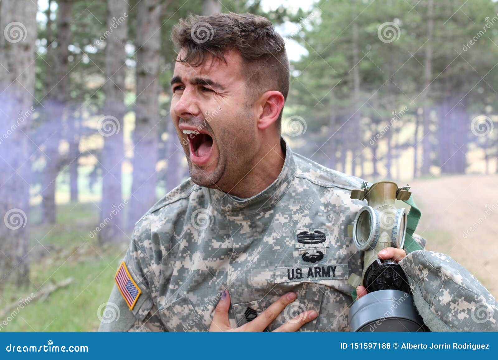 Soldier Screaming during a Chemical Attack Stock Photo - Image of black ...