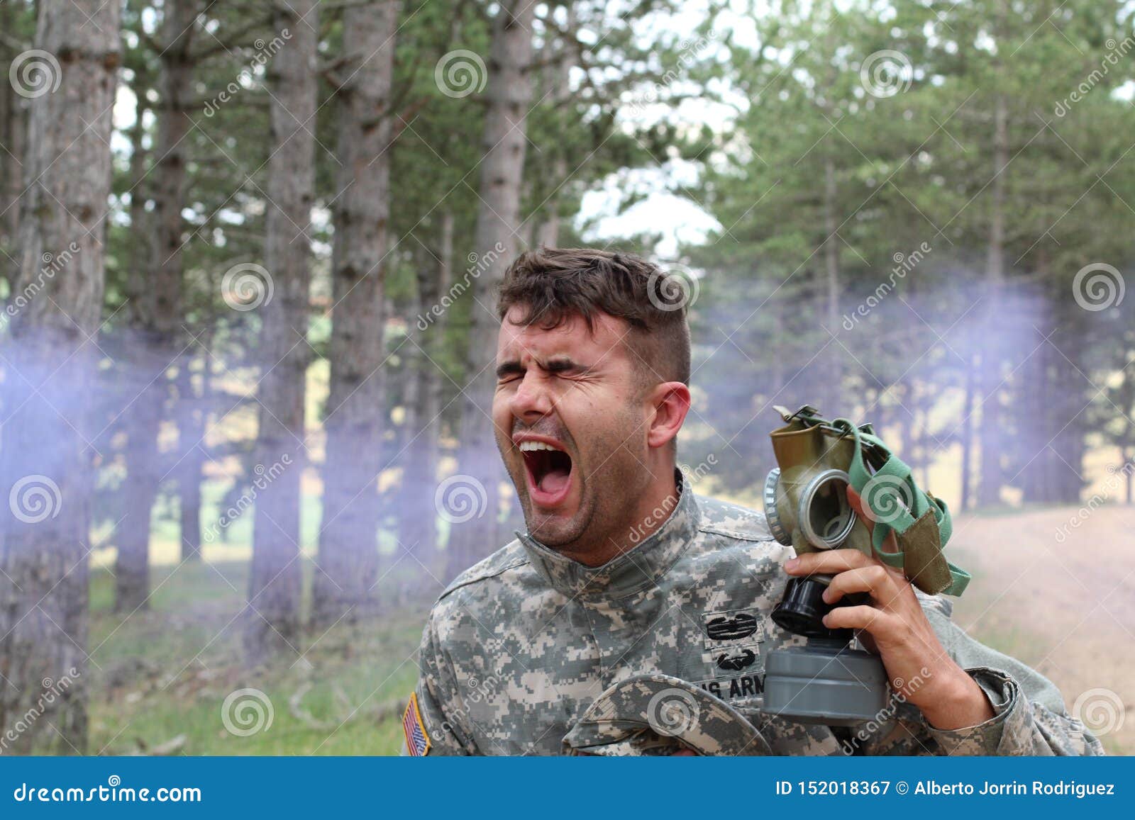 Soldier Screaming during a Chemical Attack Stock Image - Image of hard ...