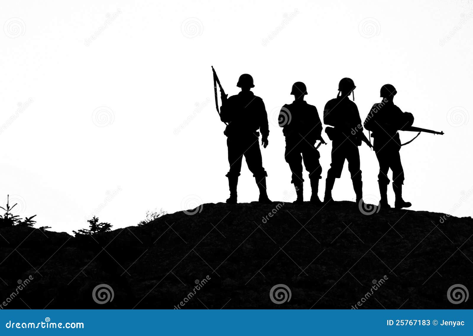 Four Soldiers Silhouettes Cartoon Vector | CartoonDealer.com #46927787