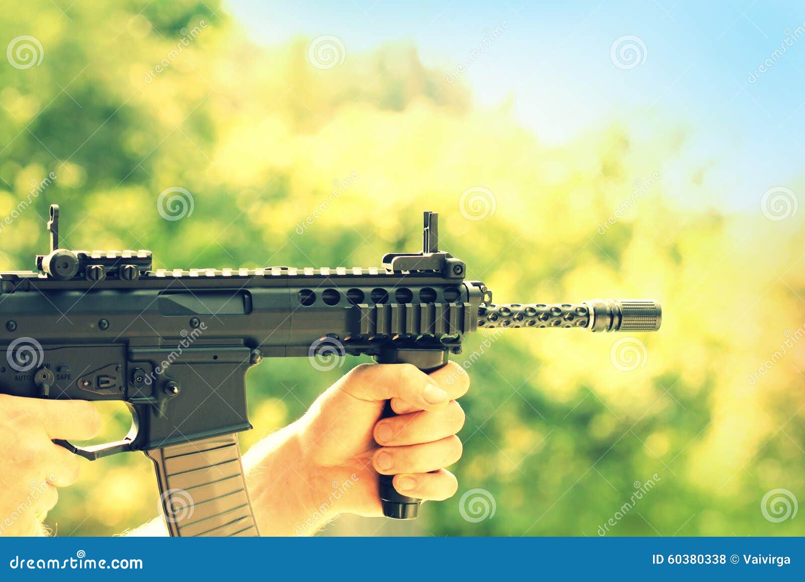 Soldier Shoot with Automatic Weapon Stock Photo - Image of human ...