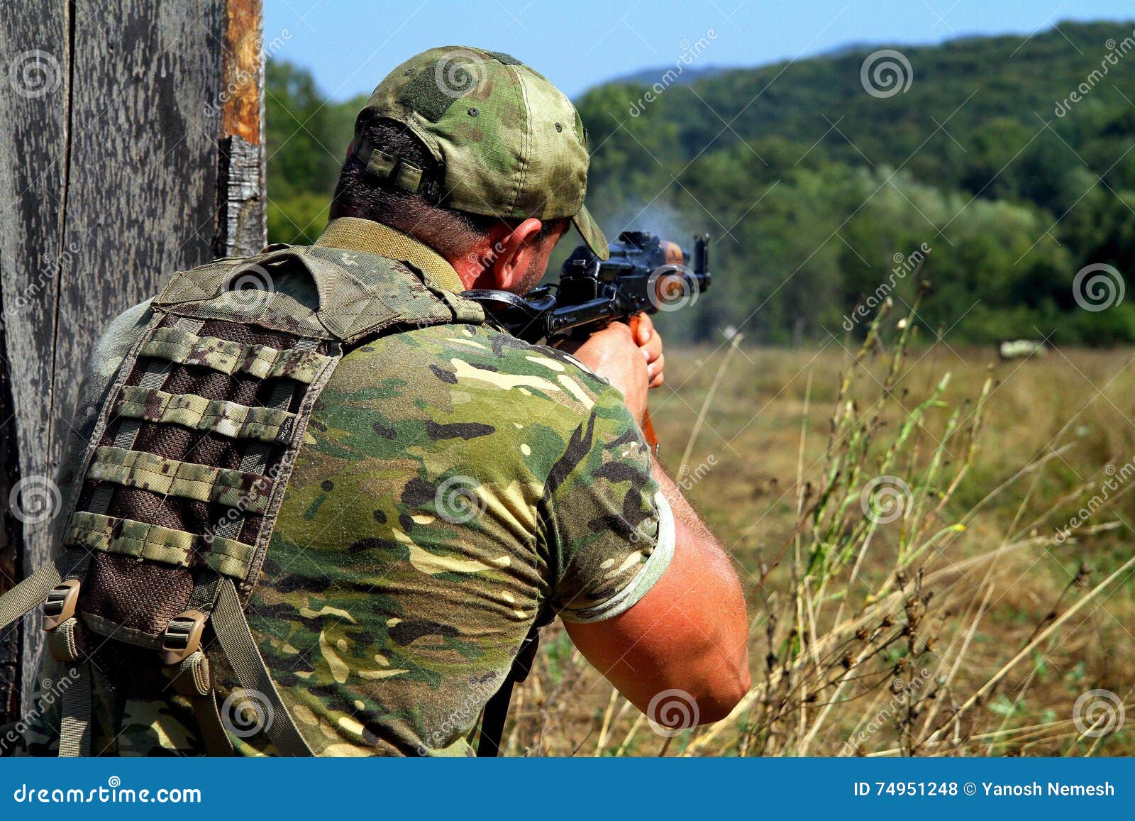 Soldier Shooting with Kalashnikov Assault Rifle Editorial Stock Photo ...