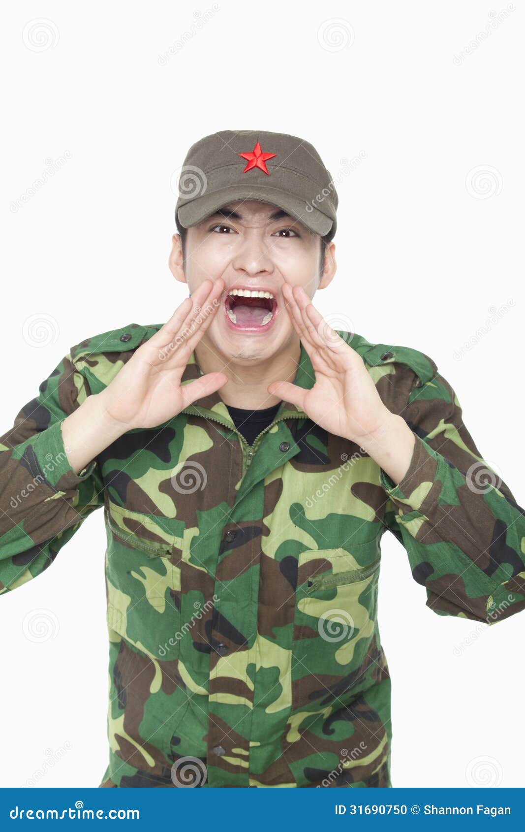 Soldier Shouting, China, Studio Shot Stock Photo - Image of soldier ...