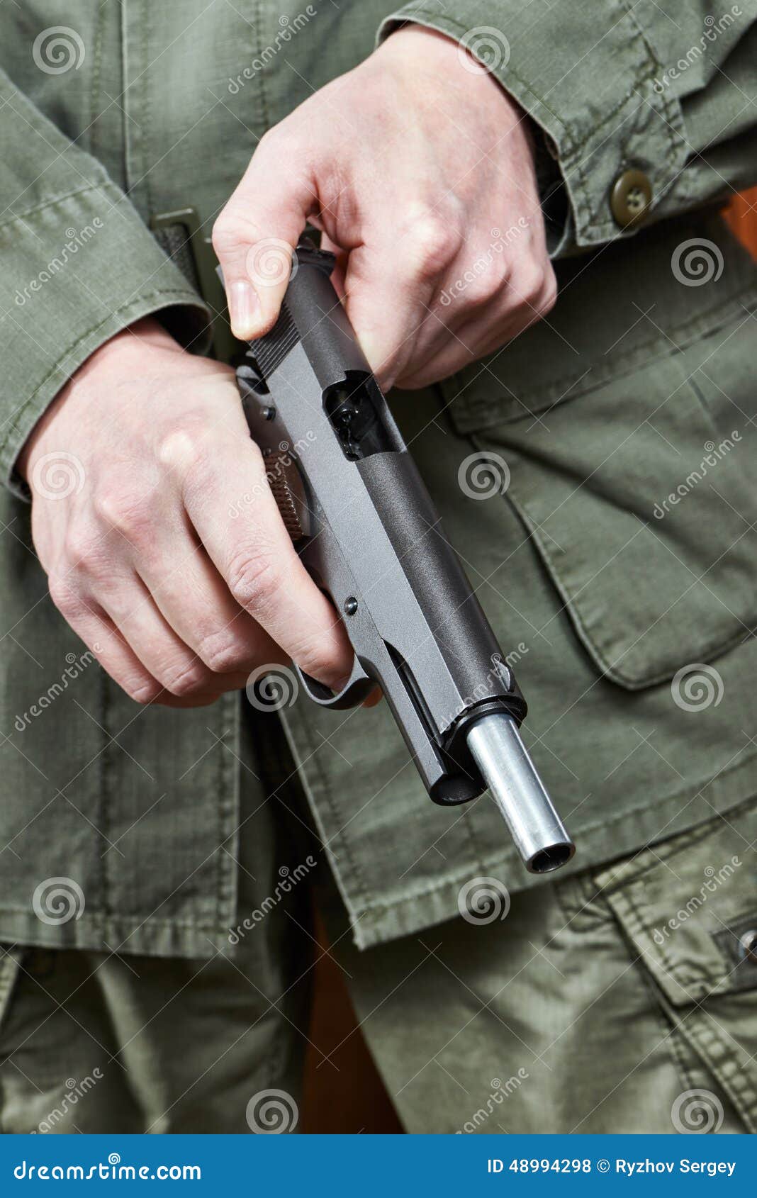 Soldier Shutter Cocking Pistol Gun Royalty-Free Stock Image ...