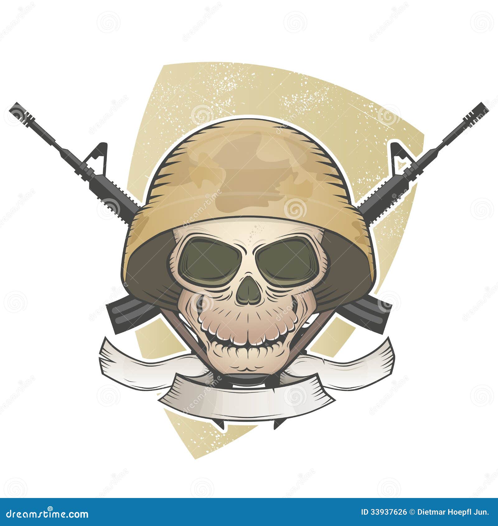 Soldier Skull With Crossed Guns Royalty Free Stock Image - Image: 33937626