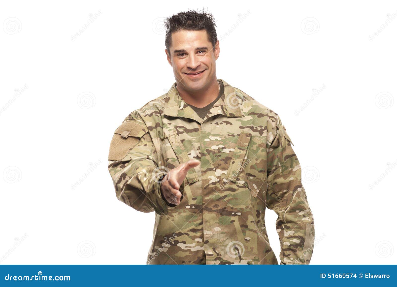 Soldier Smiling and Ready To Shake Hands Stock Photo - Image of person ...