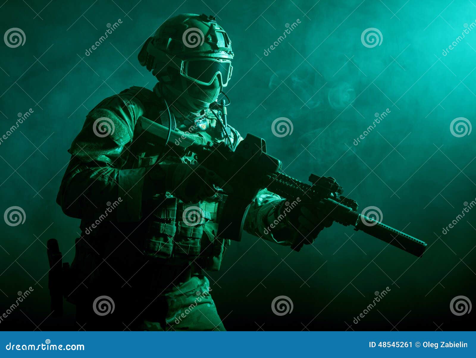 Soldier in the smoke stock image. Image of army, recruit - 48545261