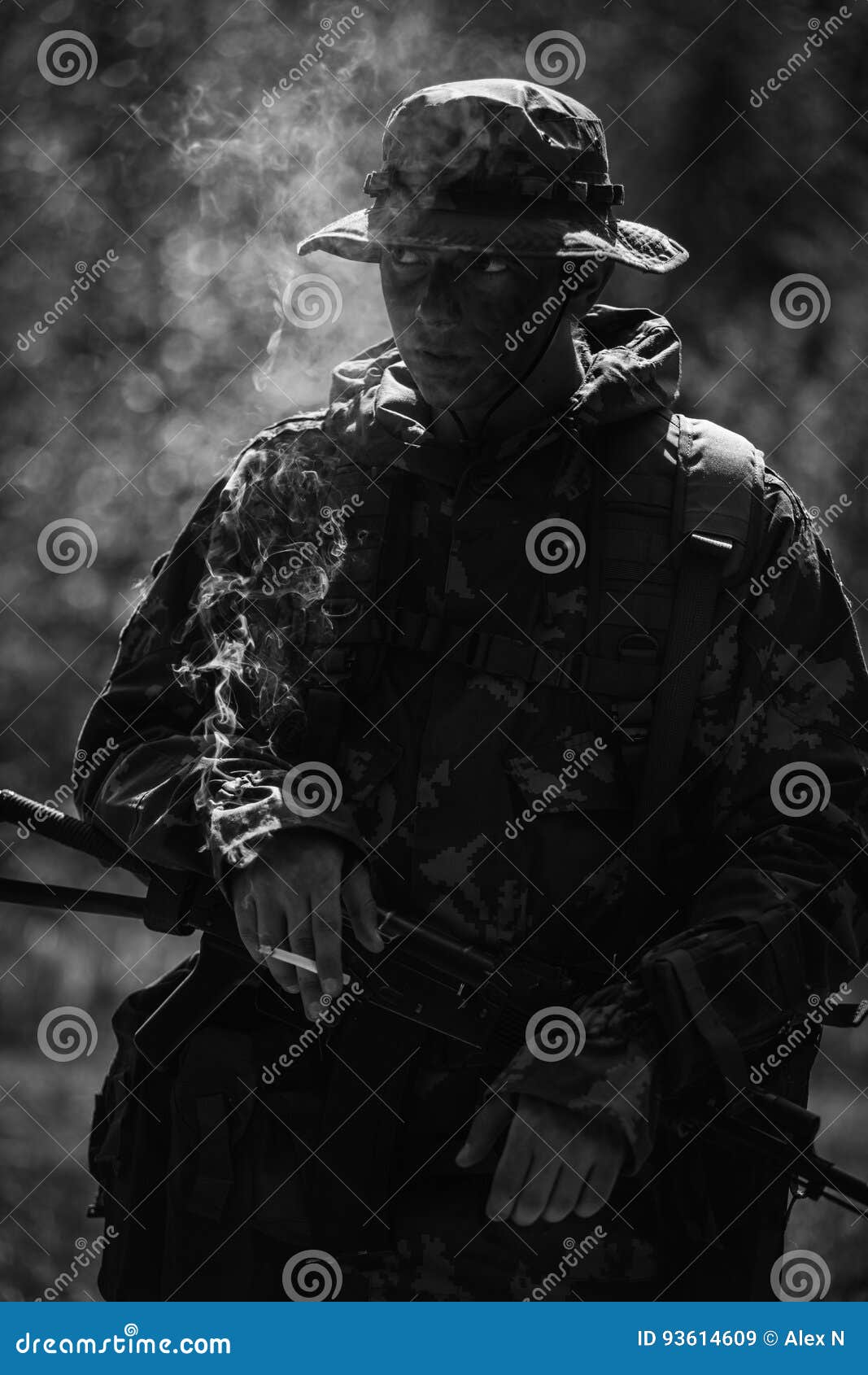 Soldier Smokes after Battle Stock Image - Image of private, mountains ...