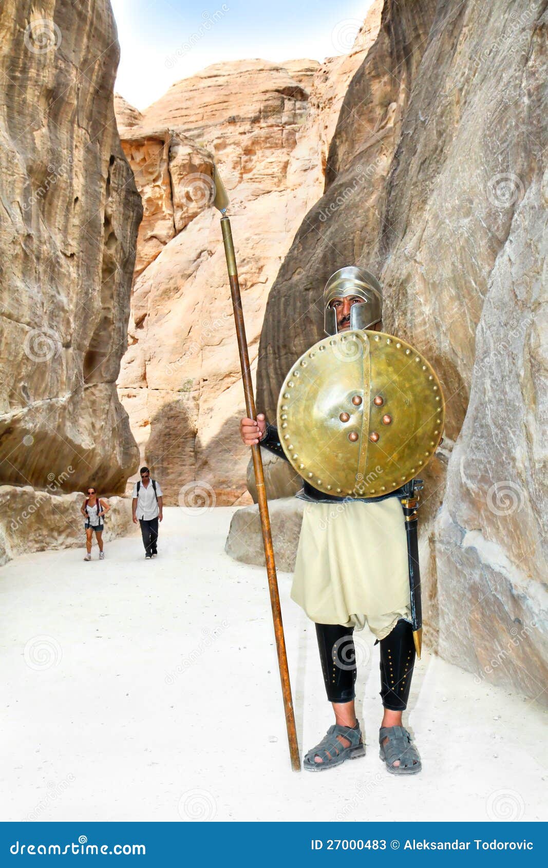 Soldier with Spear Guards Roadway in Petra Editorial Stock Photo ...