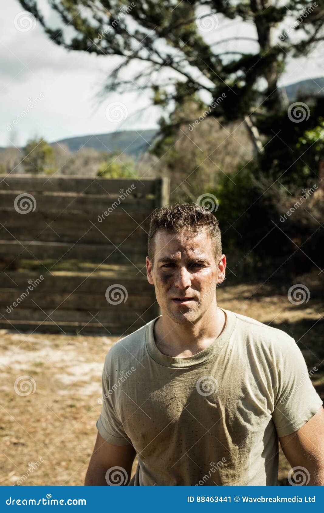 Soldier Standing in Boot Camp Stock Image - Image of health, dirty ...